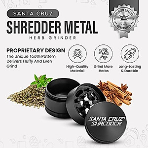 Santa Cruz Shredder Herb Grinder 3 Piece Medium 2 1/8" Superior Grip and Aluminium (Black)