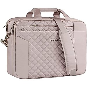 KROSER Laptop Bag for Women, Laptop Case 17 Inch Expandable Laptop Briefcase Bag, TSA Friendly Waterproof Computer Bag With Anti Theft, Messenger Shoulder Bag for Women Business Office Travel, Pink