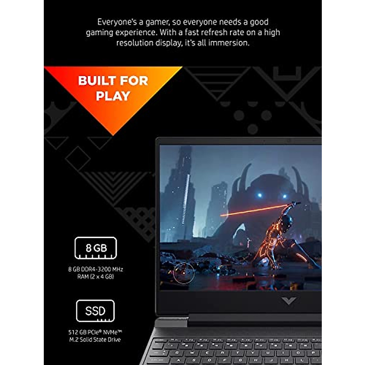 HP Victus Gaming Laptop, 15.6 inch FHD Display, 12th Gen Intel Core i5-12500H 12 Core, NVIDIA GeForce RTX 3050, 32GB RAM, 1TB SSD, Wi-Fi, Bluetooth, Windows 11 Home, Black, Bundle with Cefesfy