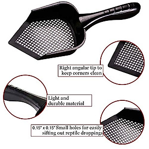 SunGrow Rabbits & Ferret Poop Scoop, Mealworm Sifter, Deep Plastic Shovel, Pointed Edge for Reaching Corners, for Cat Clumping Litter