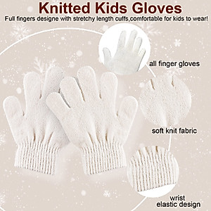 Kids Winter Hat Gloves Scarf Set, Girls Toddler Kids Beanie Hat with Pom Knit Gloves Neck Warmer for Girls Boys (White)