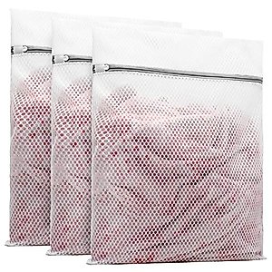 3Pcs Durable Honeycomb Mesh Laundry Bags for Delicates 16 x 20 Inches (3 Large)