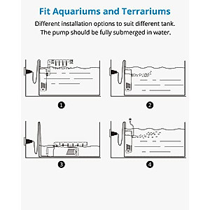 NICREW Aquarium Internal Filter, Submersible Power Filter with Multiple Function, Aeration System with Sponge Filter for Fish Tanks 5-10 Gallon, 53 GPH, 5W