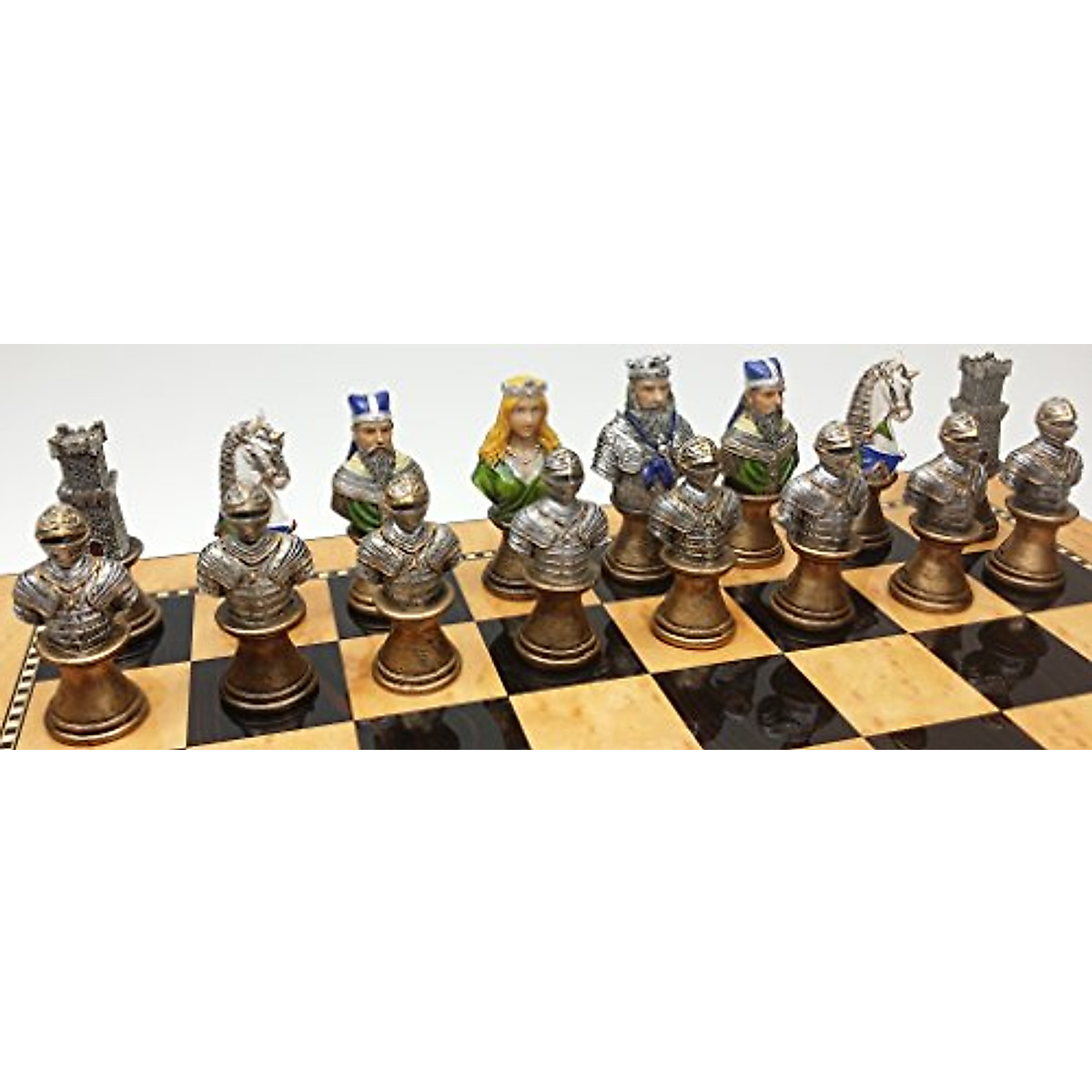 Medieval Times Crusades RED & Green Busts Set of Chess Men Pieces Hand Painted