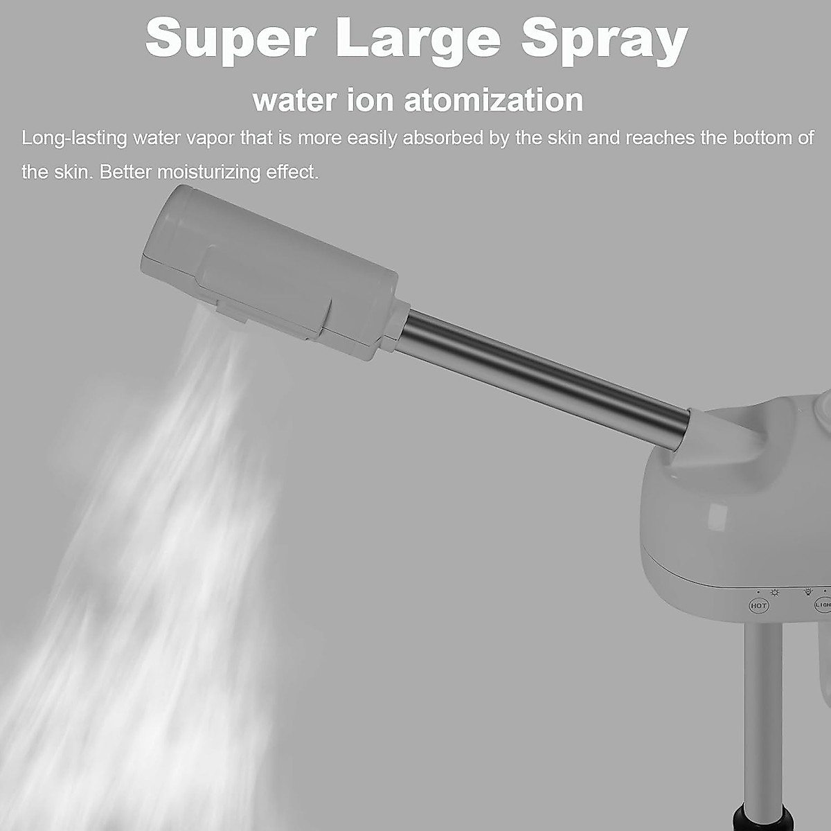 Professional Ozone Facial Steamer with Hot Mist Function, Stand Facial Steamer On Wheels, Height Adjustable & 360° Rotatable Nozzle, Use at Home & Salon SPA