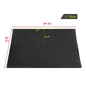 1 Inch Thick Barber Cutting Chair Salon Floor Mats for Beauty Hair Stylist Station Anti Fatigue (Black, 5 Ft × 3 Ft Rectangle)