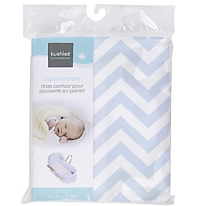 Kushies Baby Fitted Bassinet Sheet, Blue Chevron