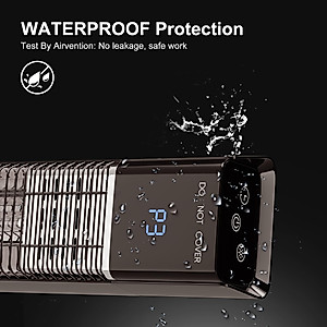 AKIRES Space Heater for Large Room,34IN Portable Electric Tower Heater with IP44 Waterproof,24H Timer,Remote,3 Heating Modes,Infrared Heater for Living Room Bedroom Office Bathroom Indoor Outdoor Use