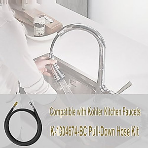 K-1219935-BC Replacemnet Hose Kit for Kohler Pull-Down Kitchen Faucet 67 inches Bright Chrome Finish Compatible with Kohler Pull-Out Kitchen Faucet Hose Replacemnet Part K-1304674-BC