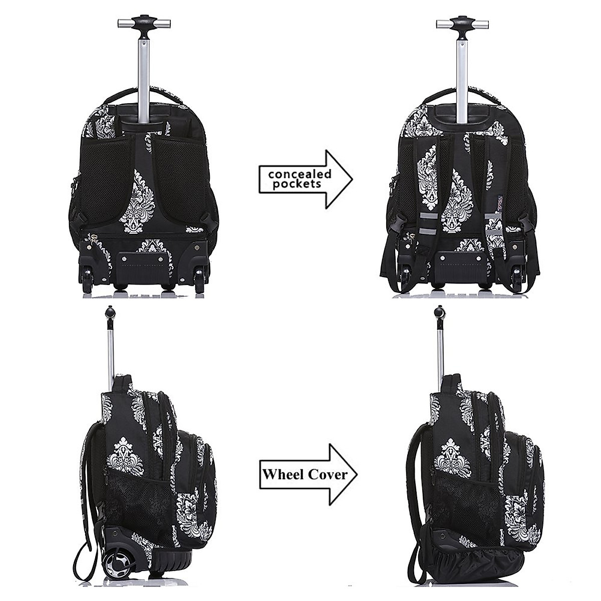 Tilami Rolling Backpack 18 inch Boys and Girls Laptop Backpack, Totem