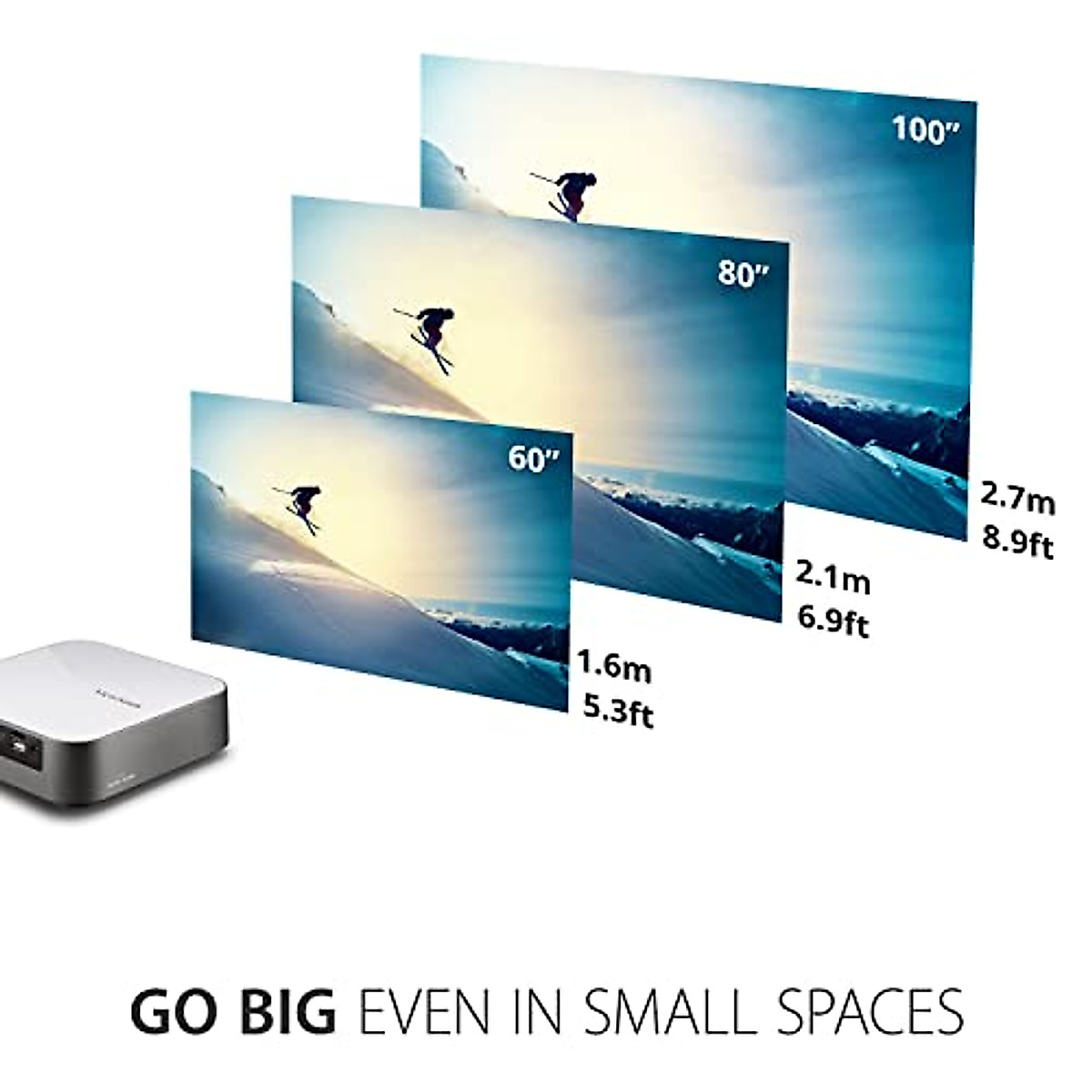 ViewSonic M2e 1080p Portable Projector with 1000 LED Lumens, H/V Keystone, Auto Focus, Harman Kardon Bluetooth Speakers, HDMI, USB C, 16GB Storage, Stream Netflix with Dongle