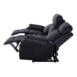 LCH 3-Seater Sectional, Leather Loveseat Lounge Chair, Set Reclining Couch Sofa for Living Room (Black)