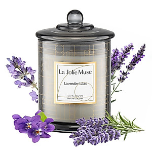 LA Jolie Muse Lavender Candle, Lavender Lilac Scented Candles, Luxury Candles Gift with Gift Box, Relaxing Aromatherapy Candle, Birthday Gifts for Women