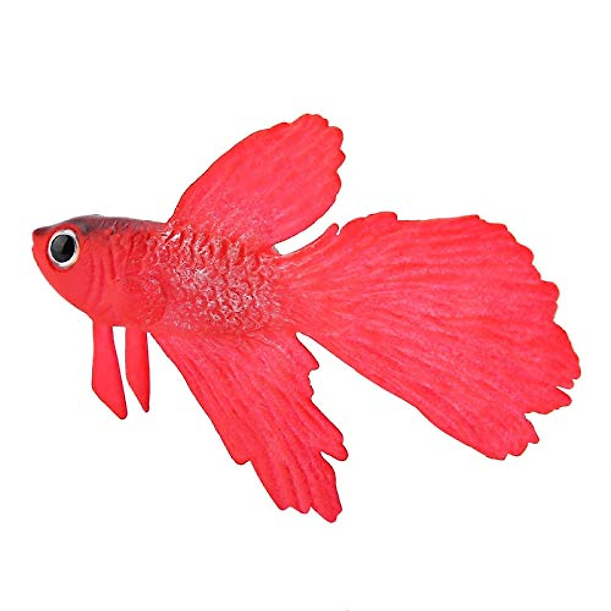 ViaGasaFamido Aquarium Fake Fish, Simulation Silicone Artificial Small Fish with Suction Cup for Fish Tank Ornament(Red Betta Fish)
