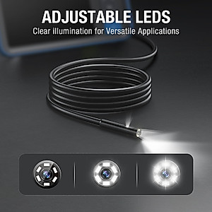 Dual Lens Endoscope Camera with Light, Teslong 4.5" HD Snake Borescope Inspection Camera, Automotive Scope Camera with Flexible Cable, Home Waterproof Fiber Optic for Sewer Drain Pipe (16.5ft)