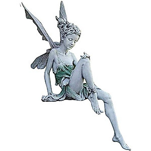 Sitting Fairy Statue for Garden Tudor Sitting Fairy Statue Beautiful Tudor and Turek Sitting Fairy Statue Garden Ornament Resin Craft for Landscaping Garden Yard Decoration (A)