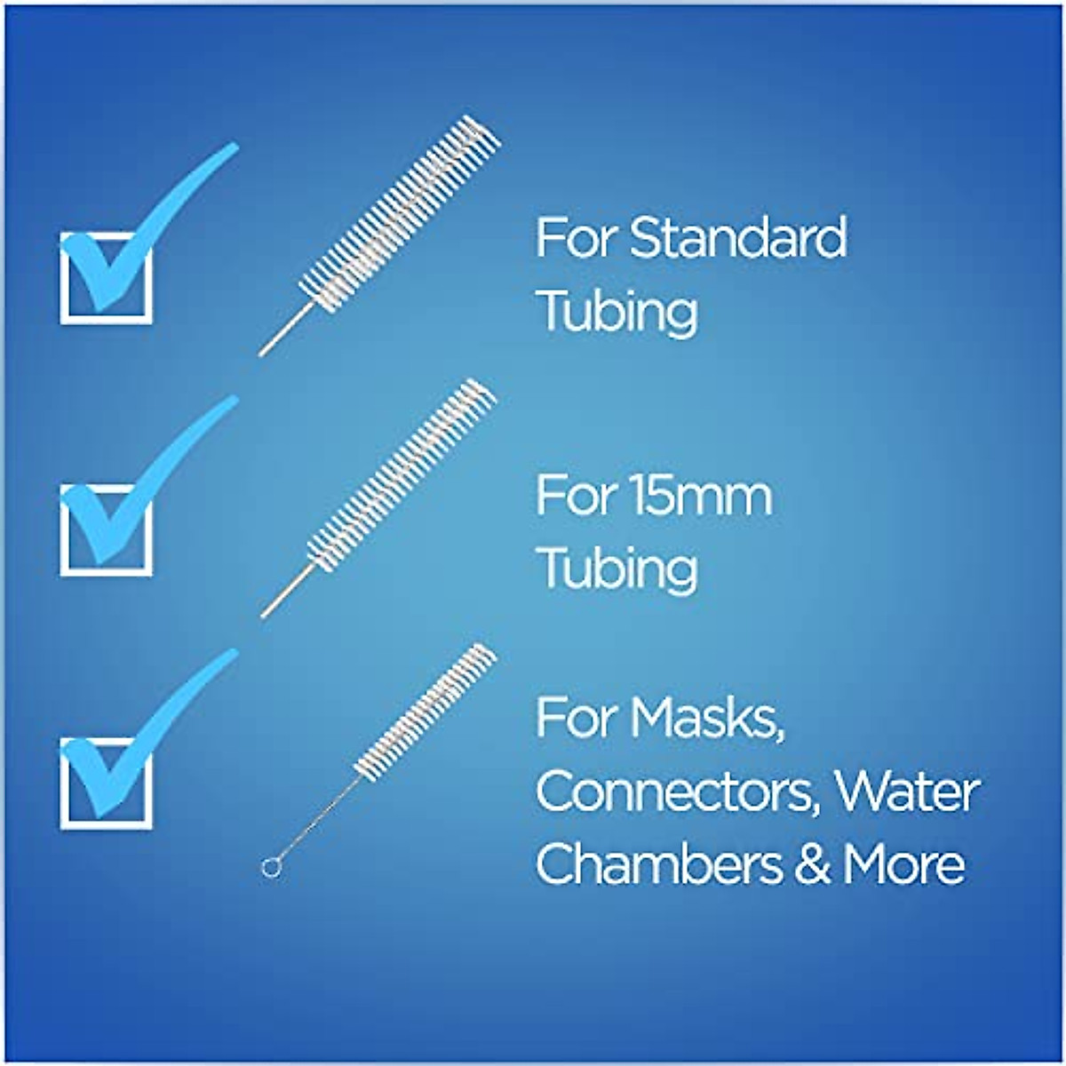 resplabs CPAP Tube Cleaning Brush - 3 Brushes Designed for 22mm, 19mm, 15mm Hoses