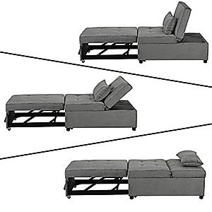 TITA-DONG Sofa Bed,Folding Ottoman Sleeper Bed,4 in 1 Multi-Function Fabric Convertible Chair Recliner Sofa with Pillow,for Living Room/Small Room Apartment