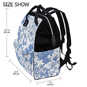 A Seed Backpack Baby Diaper Bag Tote Vintage Flowers Floral Leaves Blue for Mom Dad Father Mother