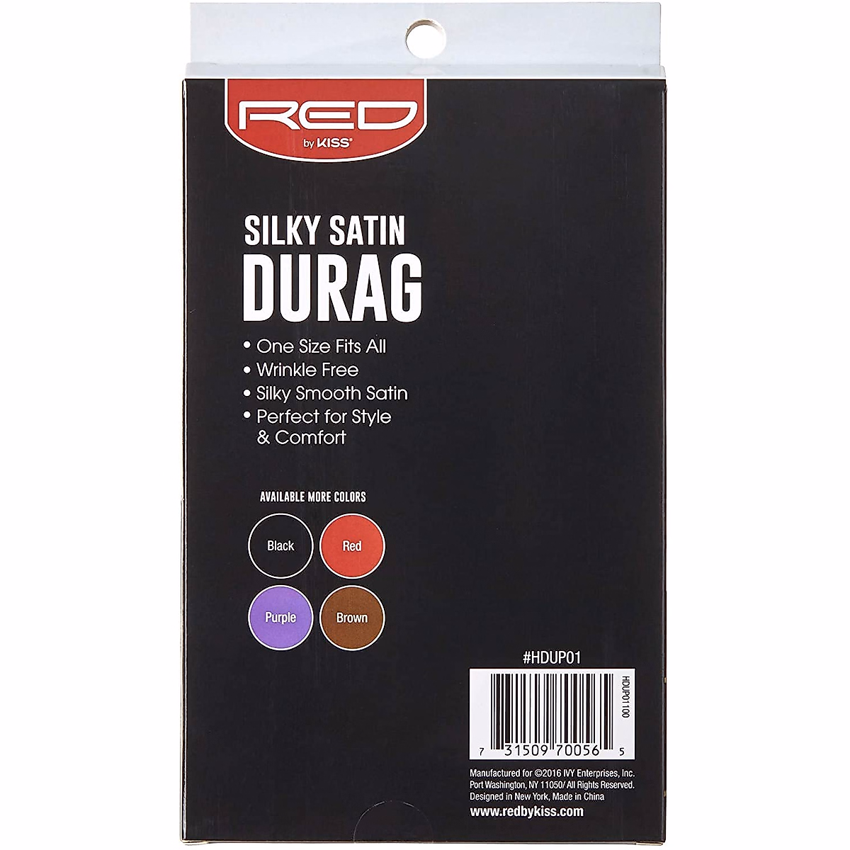 KISS RED Silky Satin Durag Premium Smooth Silky Durag for Men & Women 360 Waves Headwraps (Black)