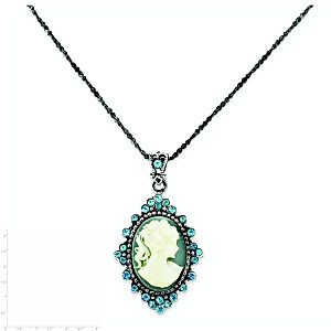 IceCarats 925 Sterling Silver Vintage Rhinestone Crystals Cameo Necklace 16 inch Chain