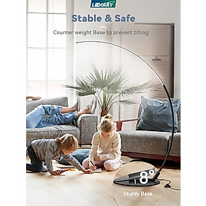 LEDIARY Arc Floor Lamp, 65" Modern Floor Lamp with Remote Control, Dimmable Standing Lamp, Black LED Reading Lamp for Living Room Bedroom Office Home, Stepless Color Temperature