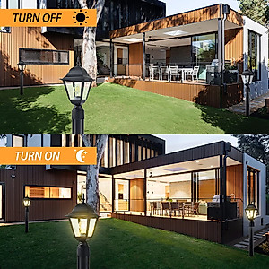 Windben Dusk to Dawn Outdoor Post Light,Lamp Post Light Fixture,Post Lantern with Pier Mount Base,Matte Black,7.4in,Suitable for Gardens,Yards,Balconies,Passages or Entrances,etc