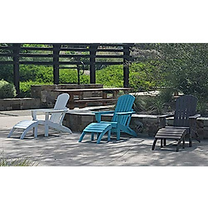 PolyTEAK Outdoor Ottoman, Real Wood Look, All-Weather Outdoor Patio Foot Stool, Outdoor Firepit Foot Rest for Adirondack Chairs (White)