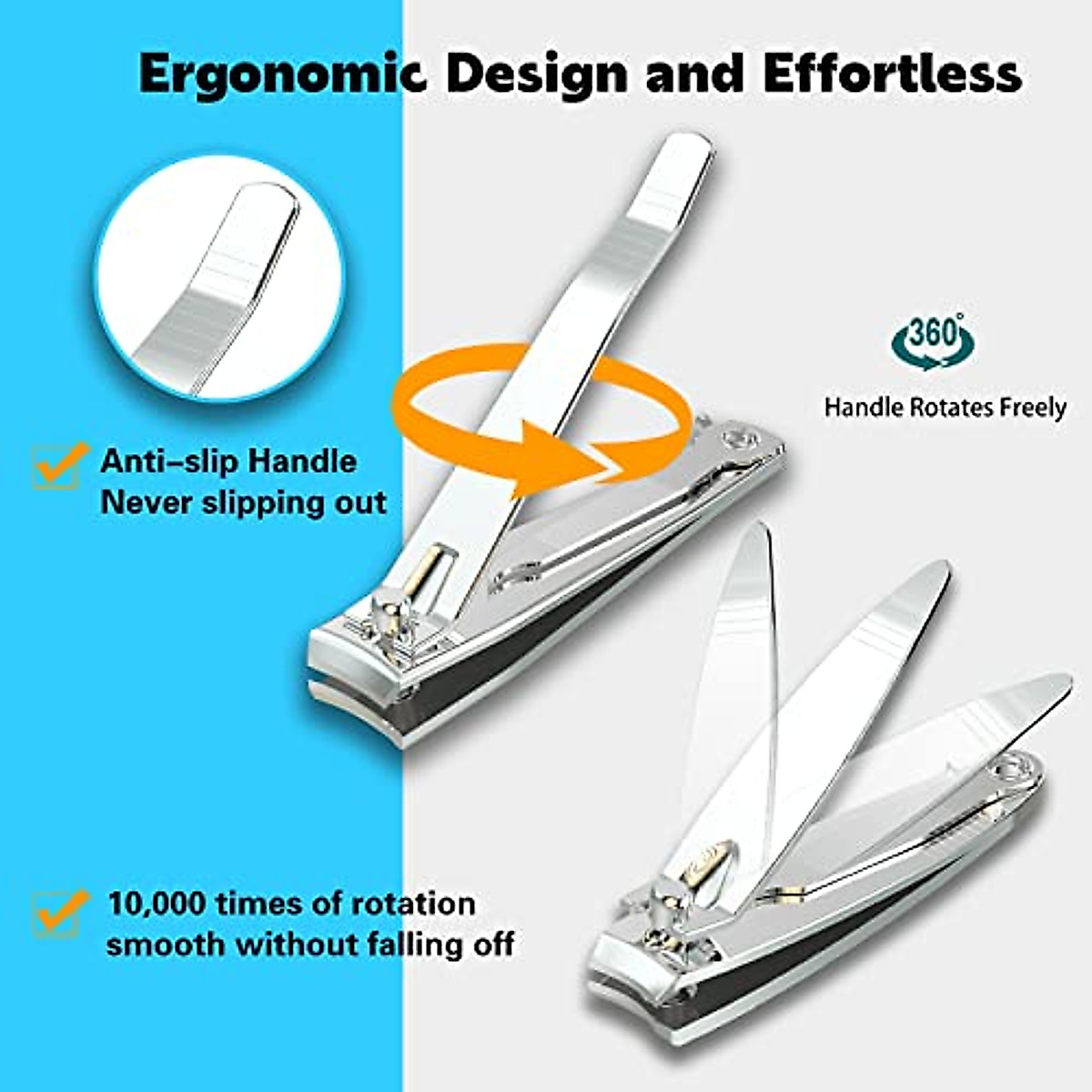 firiKer Nail Clipper Set,Premium Stainless Steel Fingernail and Toenail Clipper Cutters, Fingernail Clipper Cutters Sets with Nail File Sharp,Effortless Stainless Steel Nail Clippers for Men & Women
