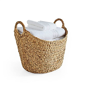 Set of 2 Large Natural Water Hyacinth Boat Basket