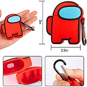 Cartoon Airpod Case, Cute Airpods 2 & 1 Case Cover with Long Lanyard Keychain, Soft Silicone Protective Accessories Cases Kawaii Funny Cool for Women Girls Men Boy (A Red)