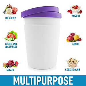 Zulay [2 Pack - 1 Quart Each] Large Ice Cream Containers For Homemade Ice Cream - Reusable Ice Cream Container Set with Lids - Ice Cream Pint Containers For Sorbet, Gelato, Frozen Yogurt (Purple)