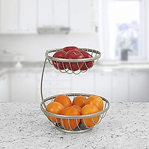 Spectrum Diversified Ashley 2 Tier Server Serving Basket Fruit Bowl & Produce Snack Display Stand, Medium, Chrome