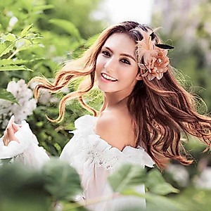 Song Qing Women's Fascinator Feather Flower Hair Clip Pin Brooch Corsage Bridal Hairband Derby Hat Cocktail Party Wedding (Dark Black)