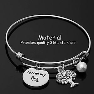 Kivosliviz Grammys Gifts for Grandma Bracelet for Grandmothers Women Best Grammy Gifts for Grammie Grandmother Bangle Bracelet