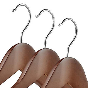 Casafield - 6 Walnut Wide Shoulder Wooden Suit Hangers - Premium Lotus Wood, Non-Slip Pant Bar & Chrome Swivel Hook for Dress Clothes, Coats, Jackets, Pants, Shirts, Skirts