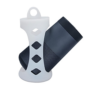 Case Cover Replacement for Bose Soundlink Revolve+, Silicone Carrying Case Compatible with Bose SoundLink Revolve+ Bluetooth Speaker Protective Pouch Bag with Keychain, Black silicagel