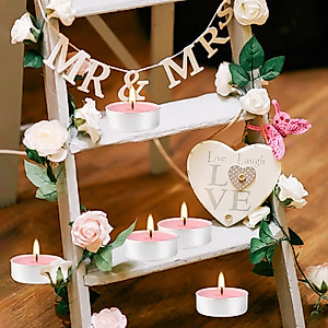 50 Pack Tealight Candles, Tea Lights Candles Set 4 Hour Pink Unscented Mini Votive Candles for Valentine's Day Anniversary Wedding Receptions