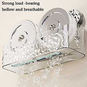 Suction Storage Rack, Luxury Suction Storage Rack Bathroom Suction Cup Storage Rack Clear for Shower (Gray-L)