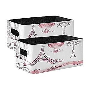 Paris Slandmarks Storage Basket Felt Storage Bin Collapsible Storage Box Cloth Baskets Containers Organizer for Kids Bedroom Magazine