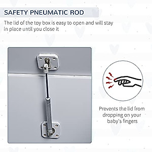 Qaba Kids Toy Chest Wooden Toy Storage Organizer Chest Box with Magnetic Hinge, Large Storage Space, & Groove Handle, Grey