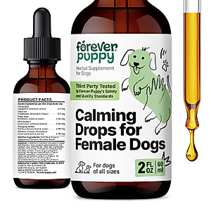 Calming Drops for Female Dogs - Valerian Root & Passion Flower Separation Relief Supplement - Liquid Alternative to Dog Calming Chews & Treats - Vitamins and Supplements for Relaxation - 2 oz