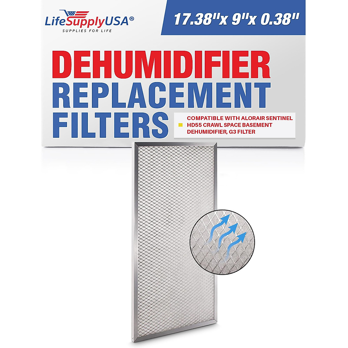 LifeSupplyUSA Filter Replacement Compatible with AlorAir Sentinel HD55 Crawl Space Basement Dehumidifier, G3 Filter