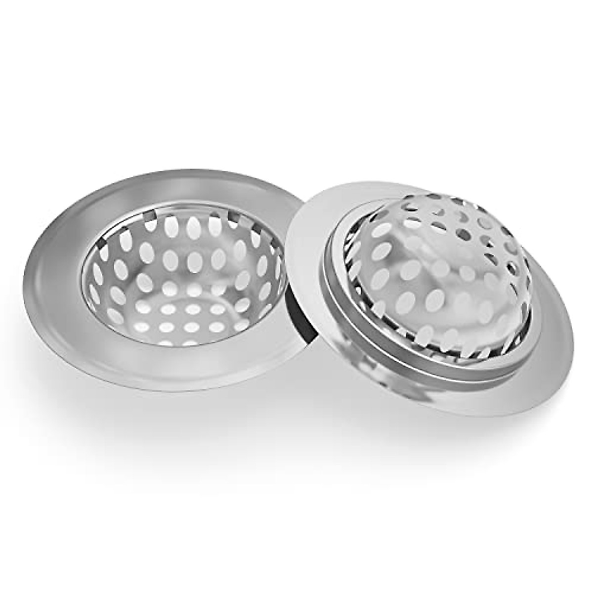 Bathroom Sink Strainer Basket - Rust Free Stainless Steel Lavatory Sink Drain Strainer - 2 Pack Shower Drain Hair Catcher 2.25 Inch Diameter for Utility, Laundry, RV Small Kitchen Sink Drains