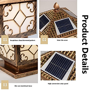 MODEBHD Traditional Gate Wall Outdoor Post Light, Decoration Garden Solar Light, Creative Landscape Column Head Lamp, Personality Patio Pillar Lamp, Waterproof Household Pillar Lantern
