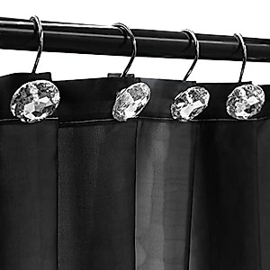 Gibelle Shower Curtain Hooks, Diamond Shaped Shower Curtain Rings Hooks for Bathroom Curtains Rod, Acrylic Decorative Rhinestones Bling Rolling Bathroom Accessories Set of 12, Clear