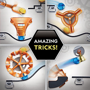 NATIONAL GEOGRAPHIC Magnetic Marble Run - 90-Piece STEM Building Set for Kids & Adults with Magnetic Track & Trick Pieces, Marbles & Magnet Board for Building A Marble Maze Anywhere