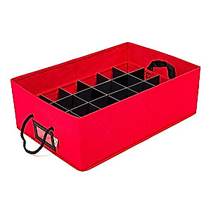 Santa's Bags [Christmas Ornament Storage Box with Dividers] - (Holds 48 Ornaments up to 3 Inches in Diameter) | Acid-Free Removable Trays with Separators | 2 Removable Trays