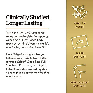 Solgar Full Spectrum Curcumin Sleep Ease, 60 Licaps - Supports Calm, Tranquil Rest & Relaxation, Antioxidant Support - Melatonin, PharmaGABA, Venetron, Curcumin - Non-GMO, Vegetarian - 30 Servings