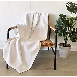 Wild Bloom Organics - 100% Organic Cotton Throw Blanket - 50"x70", GOTS Certified - White, Lightweight, Hypoallergenic